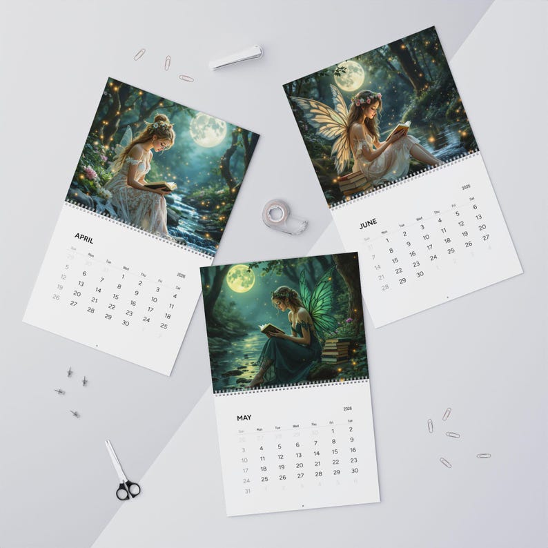 Woodland Fairy Art Wall Calendar 2026 | Fantasy Faerie Monthly Calendar ...
