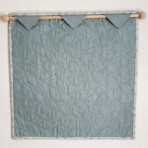 Blue Taupe Table Topper, Quilted Table Topper, 18 Square Table Topper ...