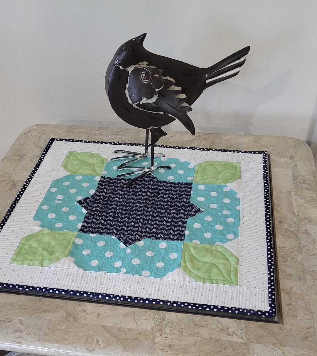 Bloom Floral Table Topper, Quilted Floral Wall Art, Custom Modern ...