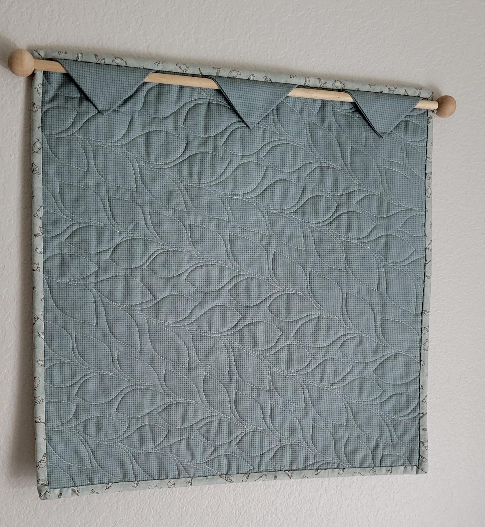Blue Taupe Table Topper, Quilted Table Topper, 18 Square Table Topper ...