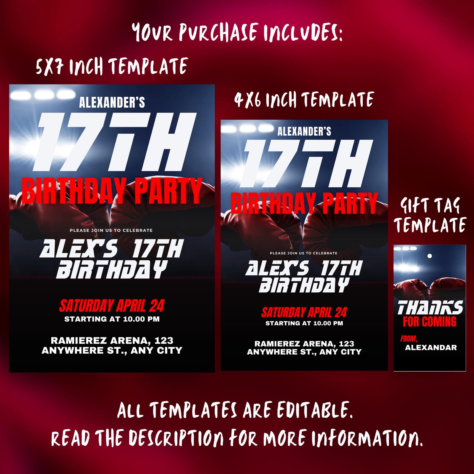 Boxing Birthday Party Invitation Template for Teens, MMA UFC Birthday ...