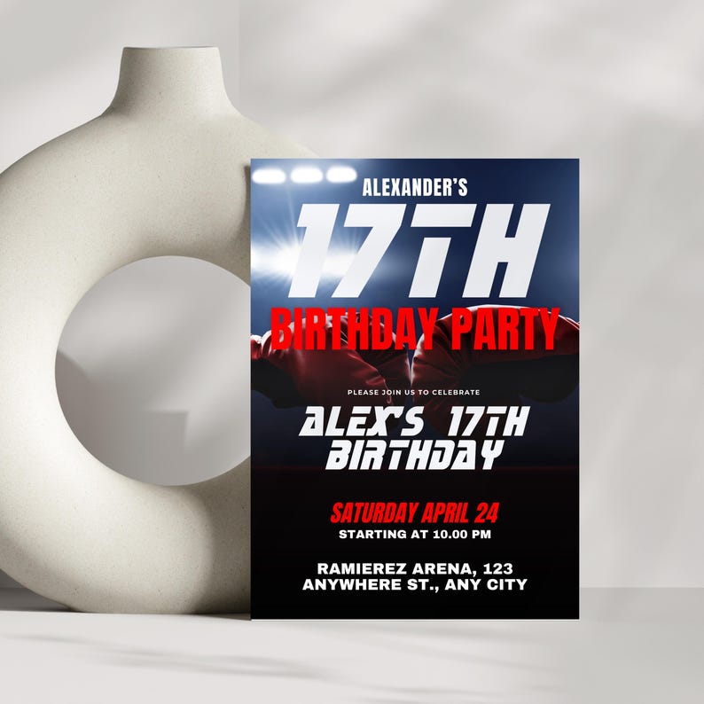 Boxing Birthday Party Invitation Template for Teens, MMA UFC Birthday ...