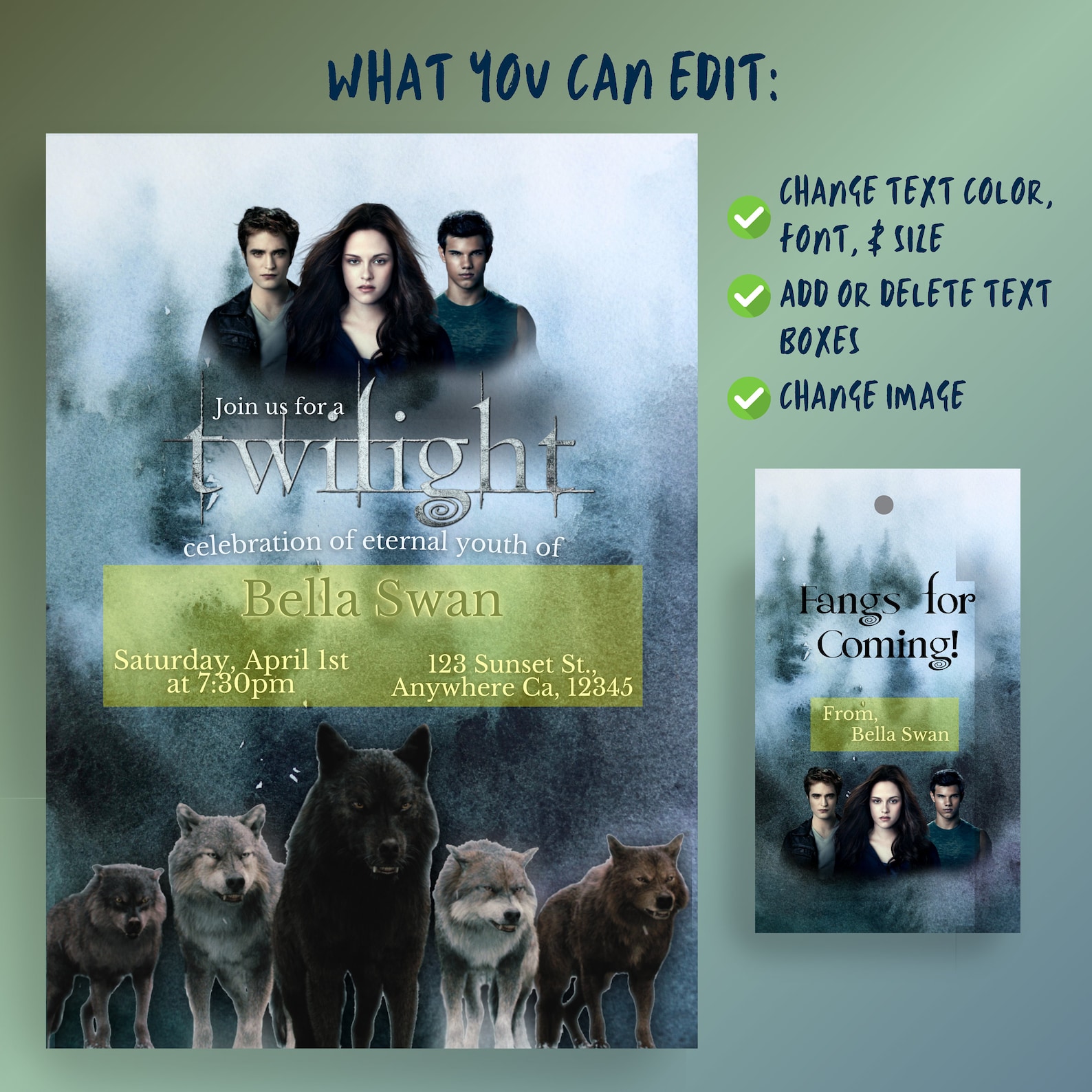 Twilight Saga Birthday Invitation Template - Editable Digital Download ...