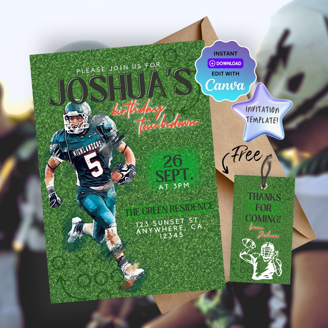 Boys Football Birthday Party Invitation Template, Football Birthday ...