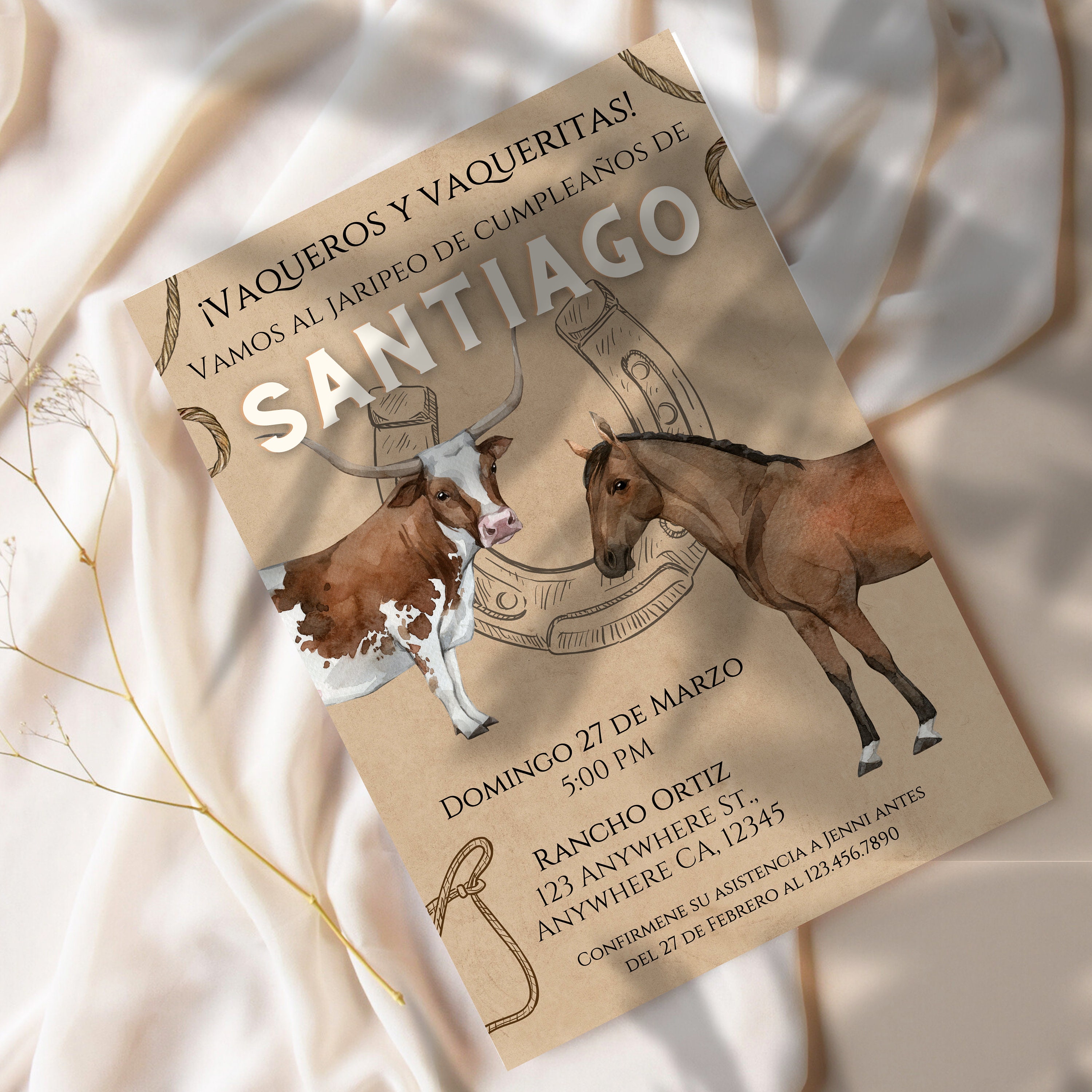 Printable Rancho Jaripeo Western Birthday Invitation Template - Rustic ...