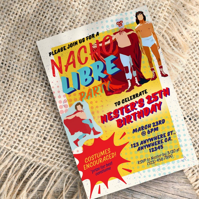 Nacho Libre Birthday Invitation Template, Editable Instant Download ...