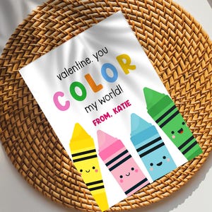 Crayola Crayon Valentines Tag Template, Editable Template, DIY ...