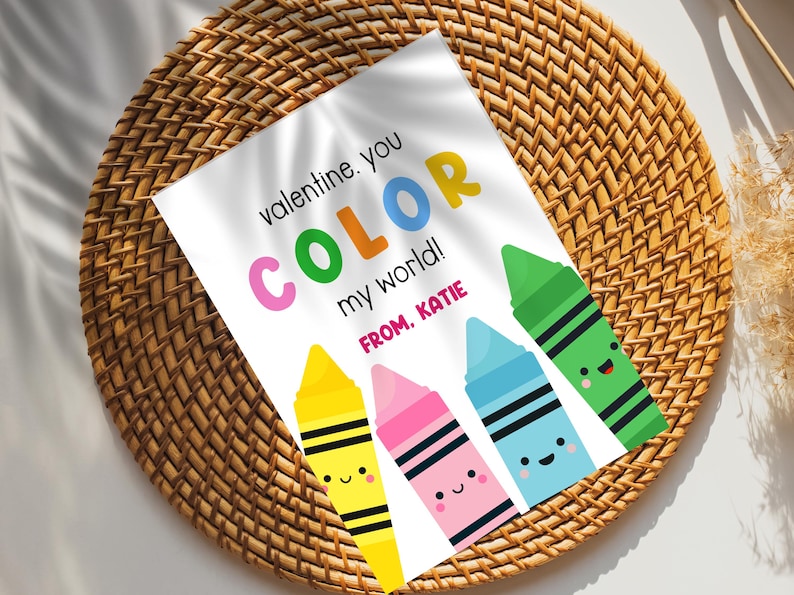Crayola Crayon Valentines Tag Template, Editable Template, DIY ...