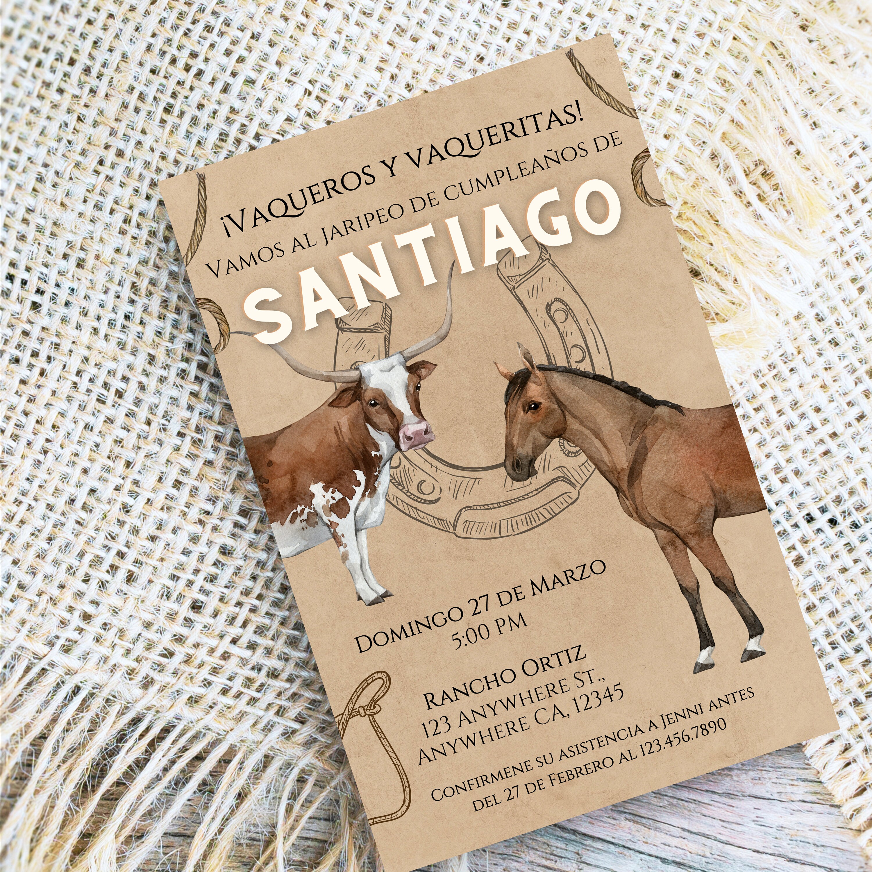 Printable Rancho Jaripeo Western Birthday Invitation Template - Rustic ...