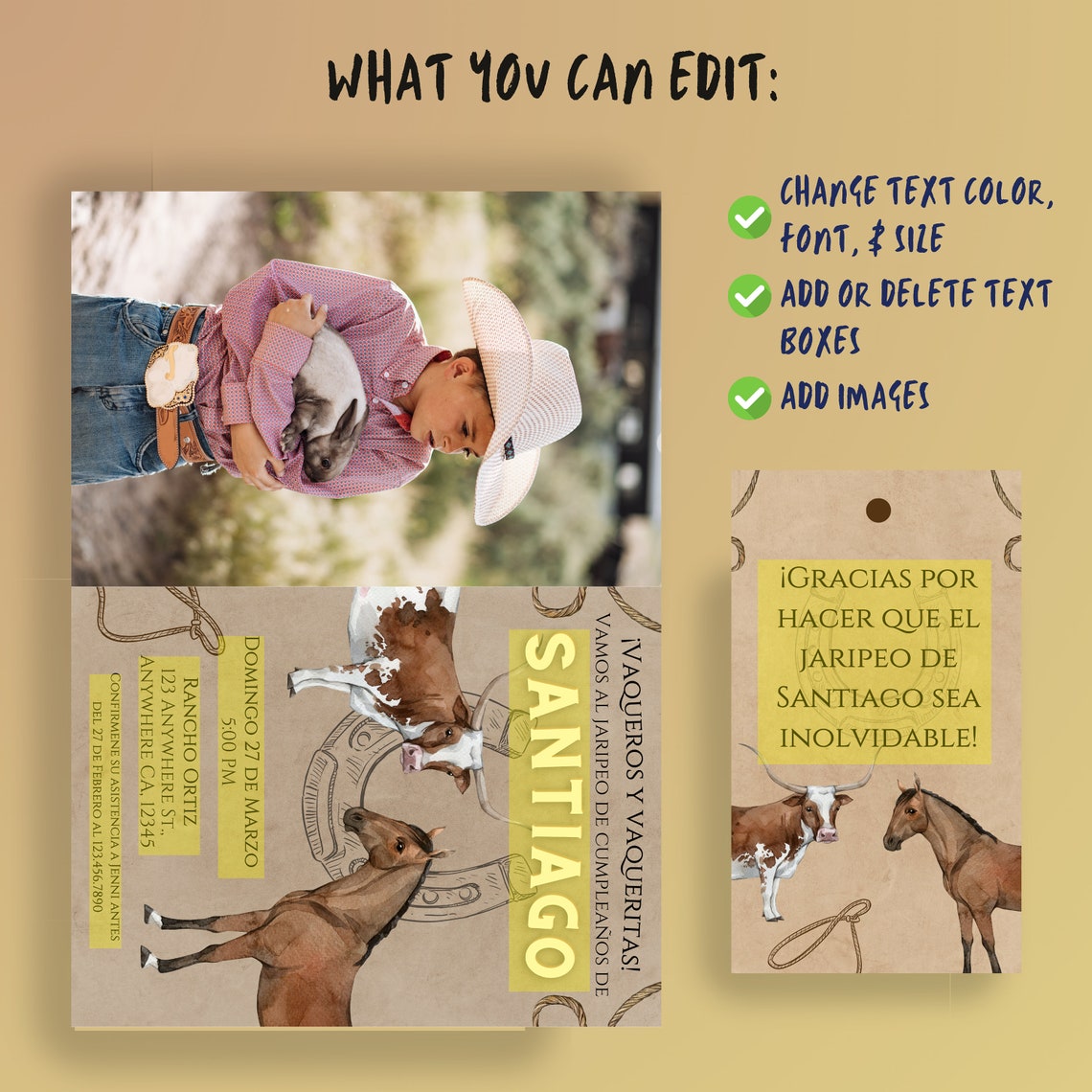 Printable Rancho Jaripeo Western Birthday Invitation Template - Rustic ...