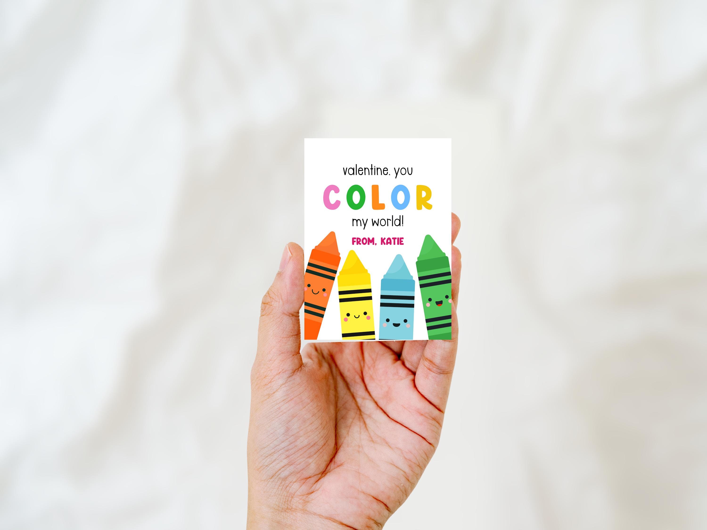 Crayola Crayon Valentines Tag Template, Editable Template, DIY ...