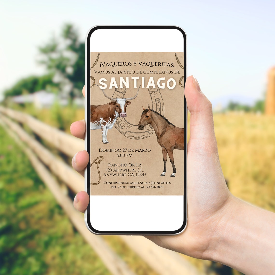 Printable Rancho Jaripeo Western Birthday Invitation Template - Rustic ...