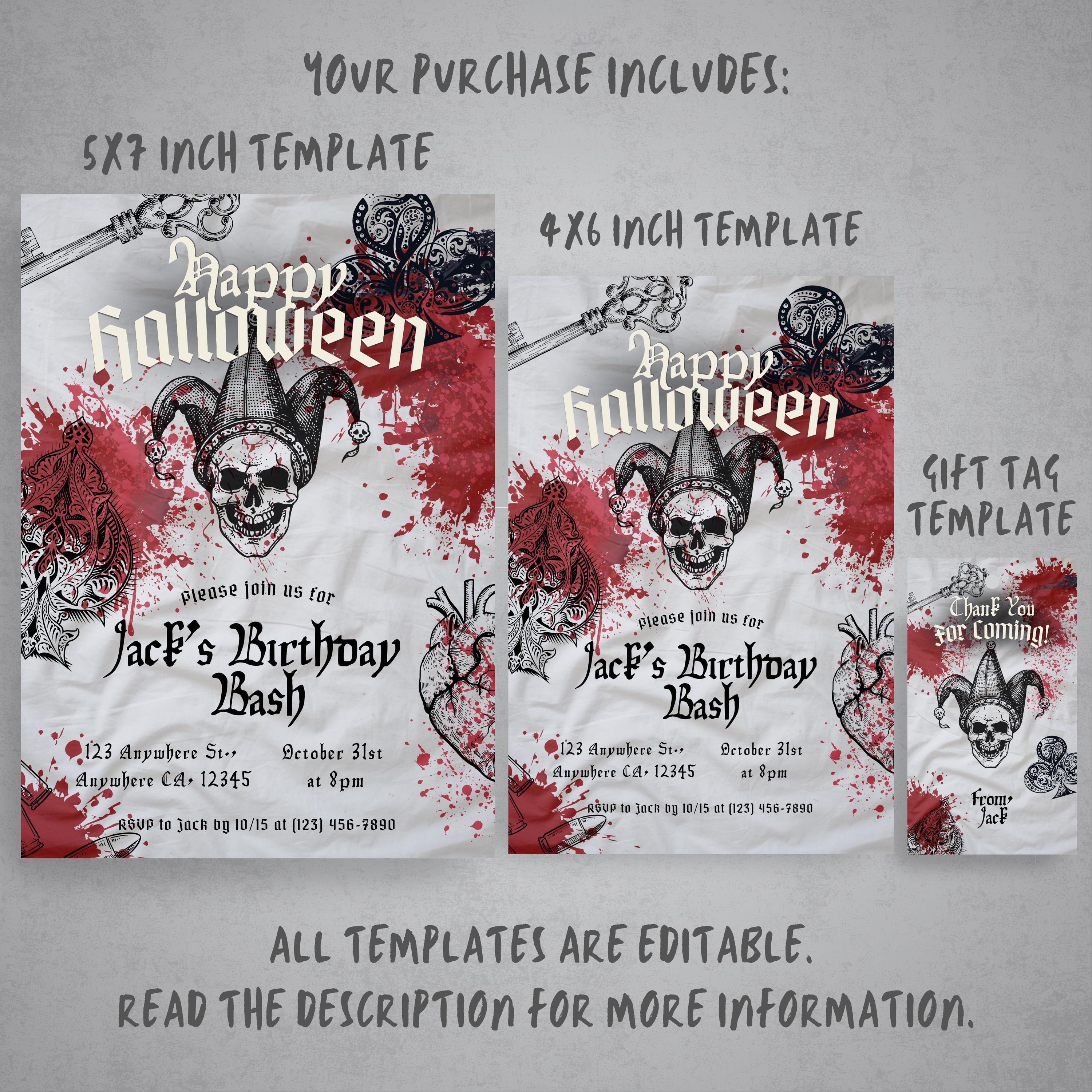 Scary Halloween Party Invite, Printable Halloween Birthday Invitation ...