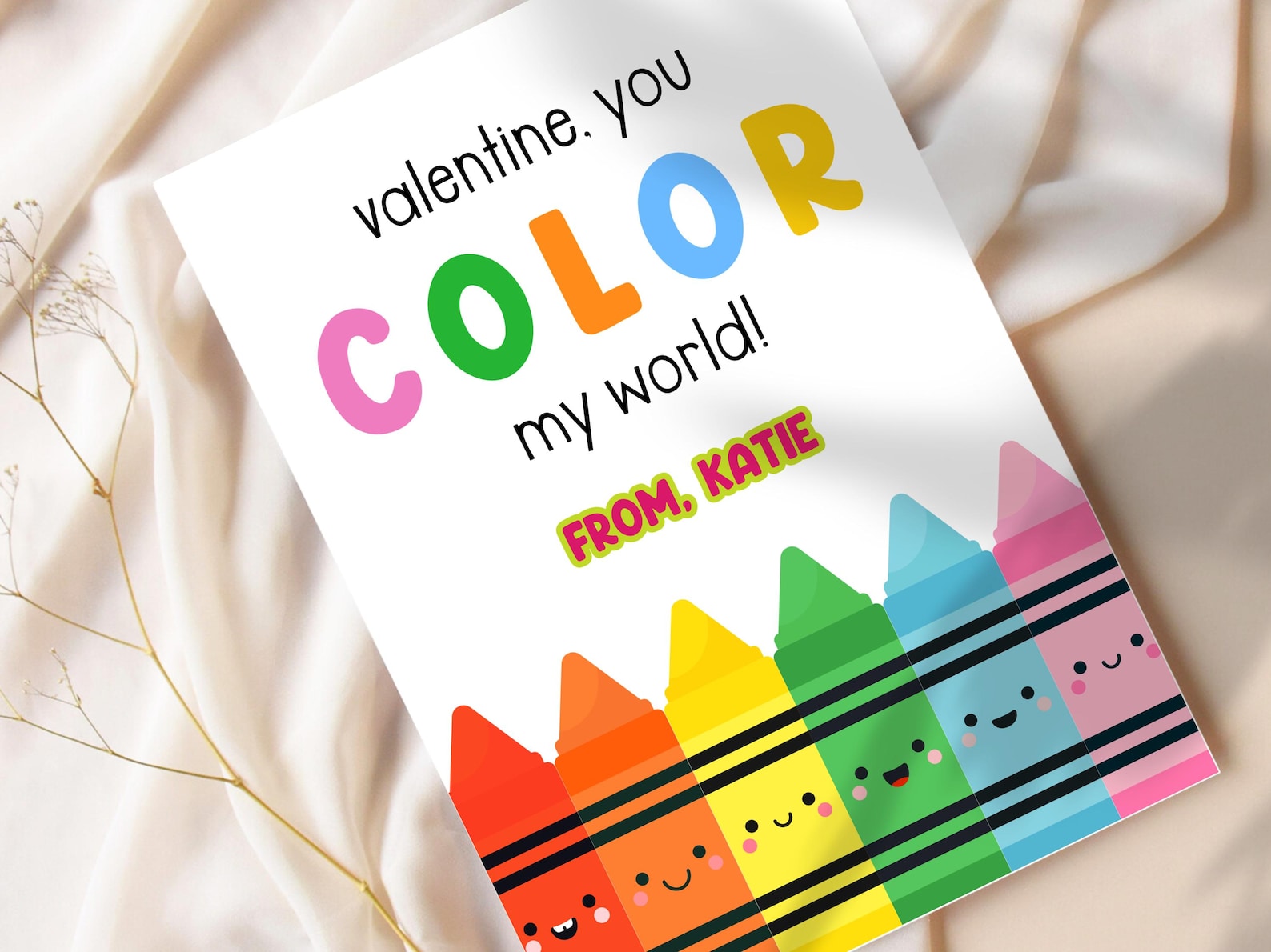 Crayola Crayon Valentines Tag Template, Editable Template, DIY ...