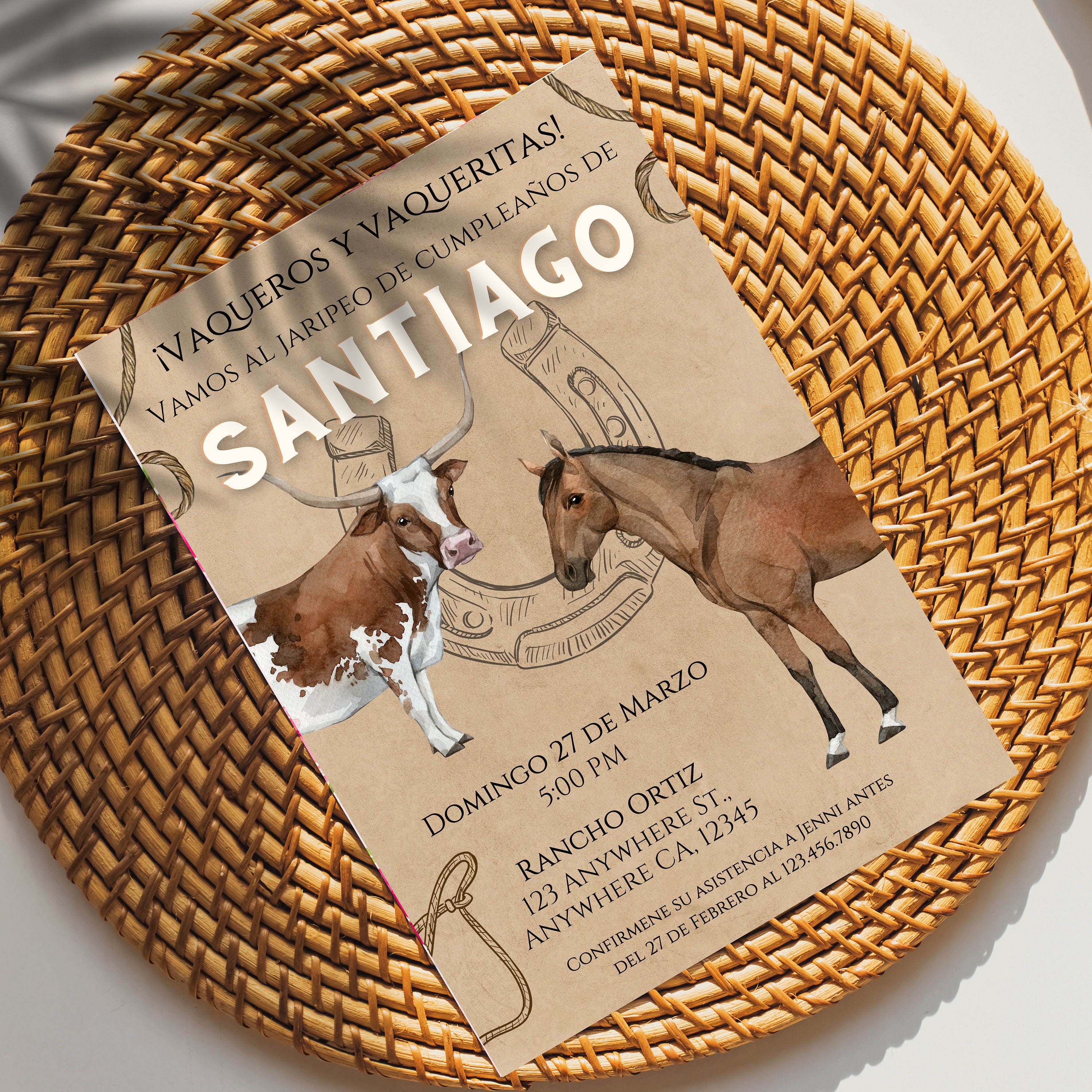 Printable Rancho Jaripeo Western Birthday Invitation Template - Rustic ...