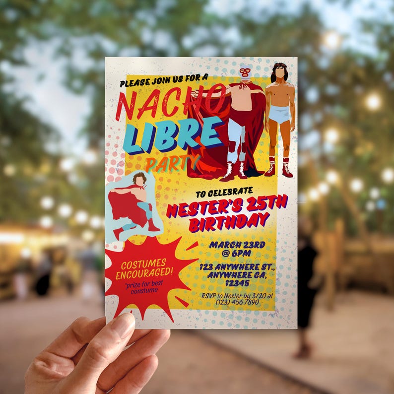 Nacho Libre Birthday Invitation Template, Editable Instant Download ...