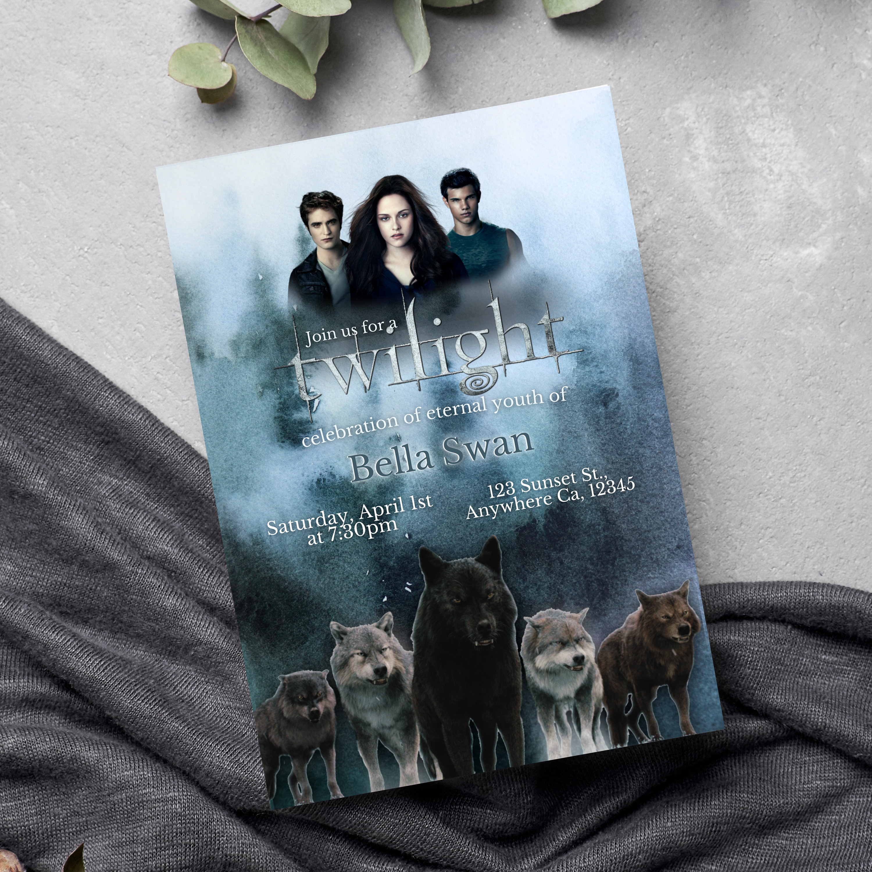 Twilight Saga Birthday Invitation Template - Editable Digital Download ...