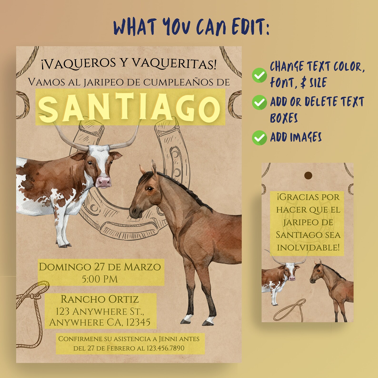 Printable Rancho Jaripeo Western Birthday Invitation Template - Rustic ...