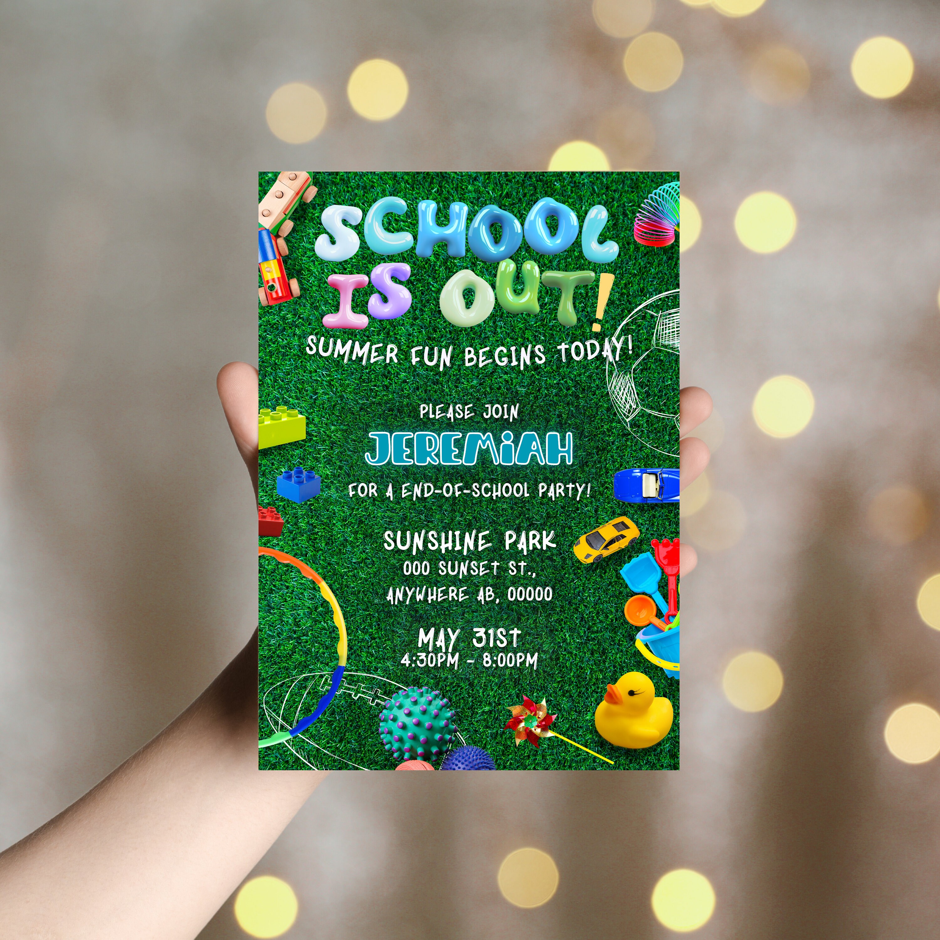 Editable Last Day of School Party Invitation Template - Summer No ...