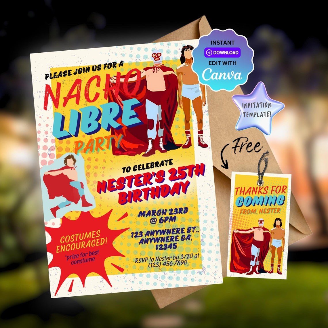 Nacho Libre Birthday Invitation Template, Editable Instant Download ...
