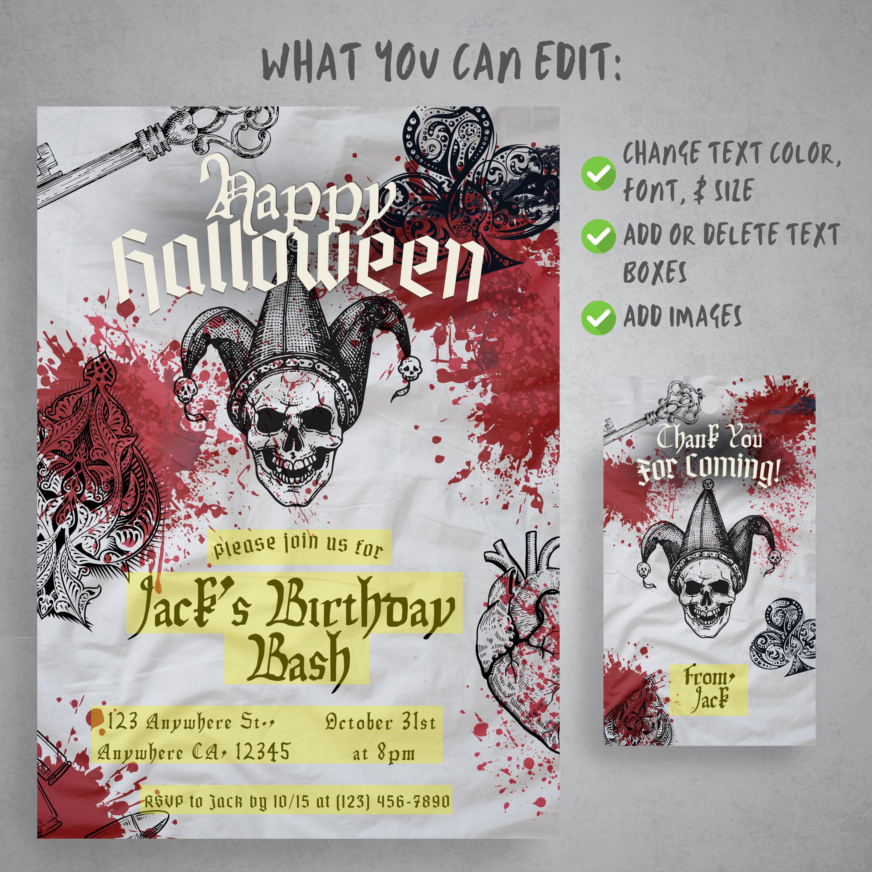 Scary Halloween Party Invite, Printable Halloween Birthday Invitation ...