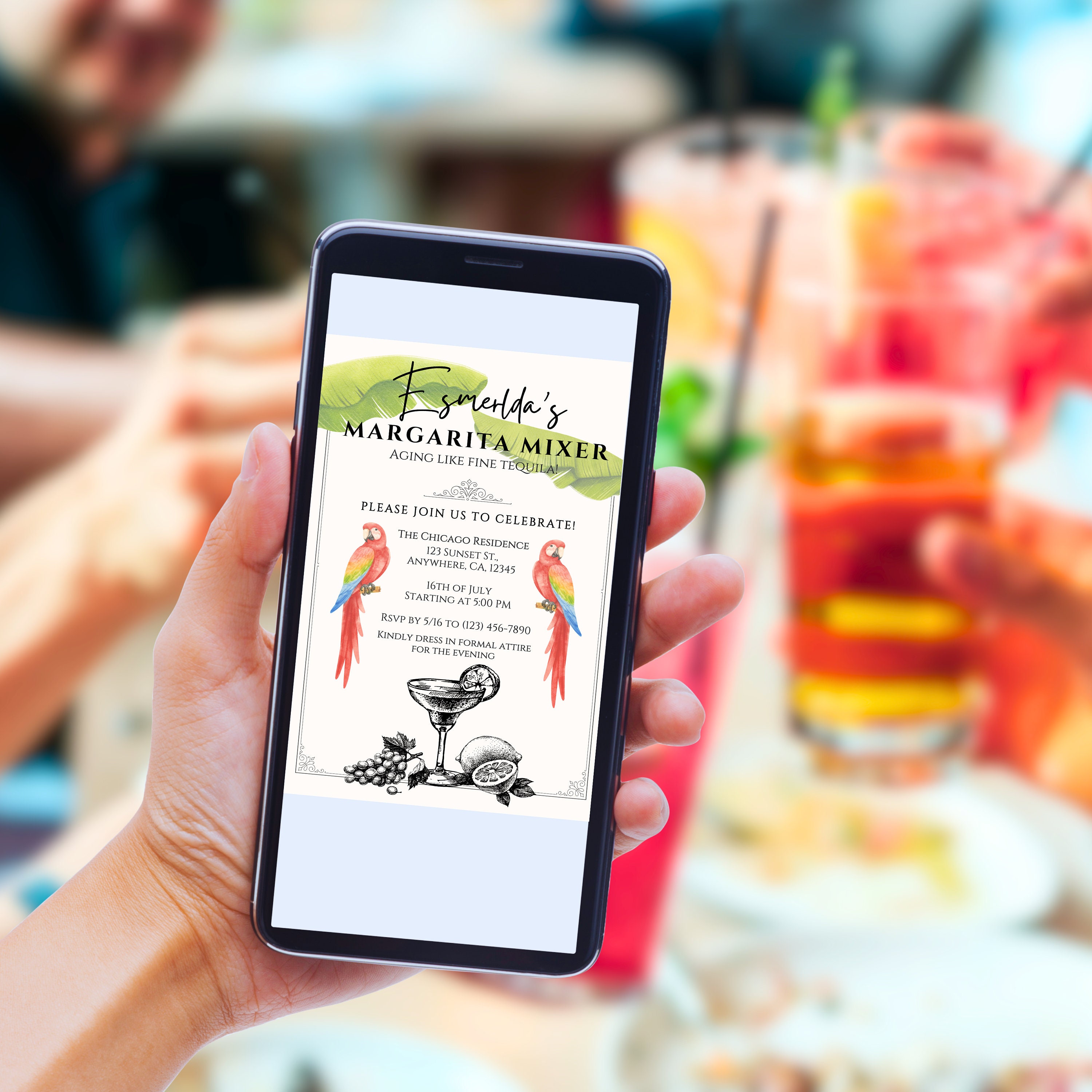 Cocktail Chic Birthday Invitation Template - Elegant and Stylish ...