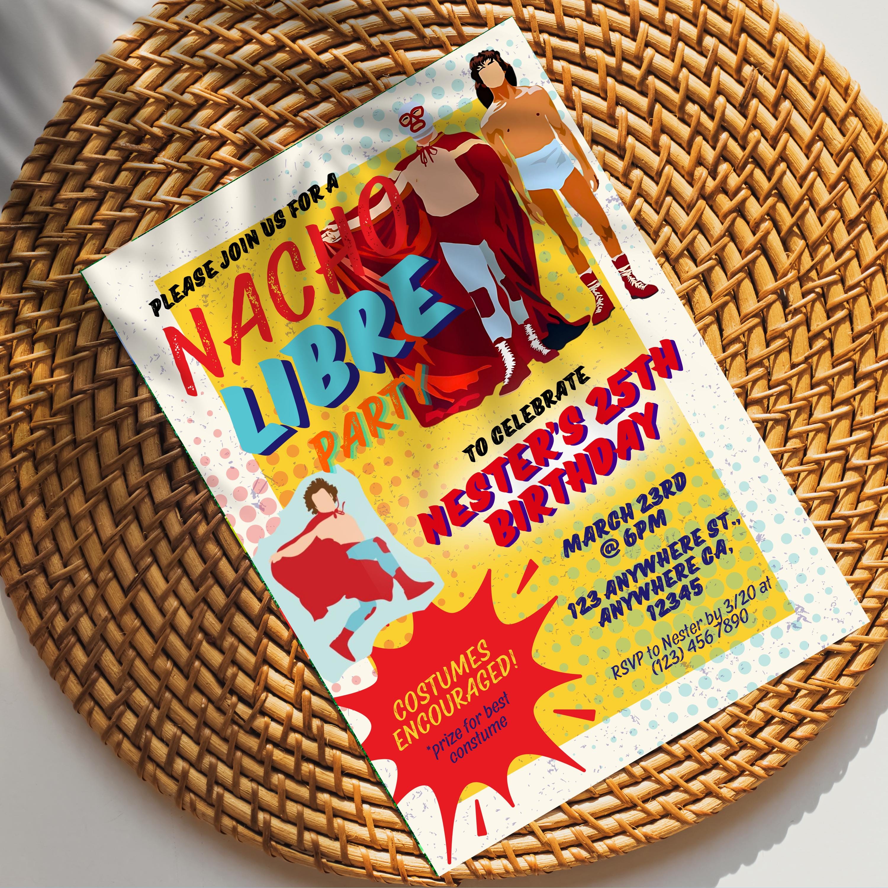 Nacho Libre Birthday Invitation Template, Editable Instant Download ...