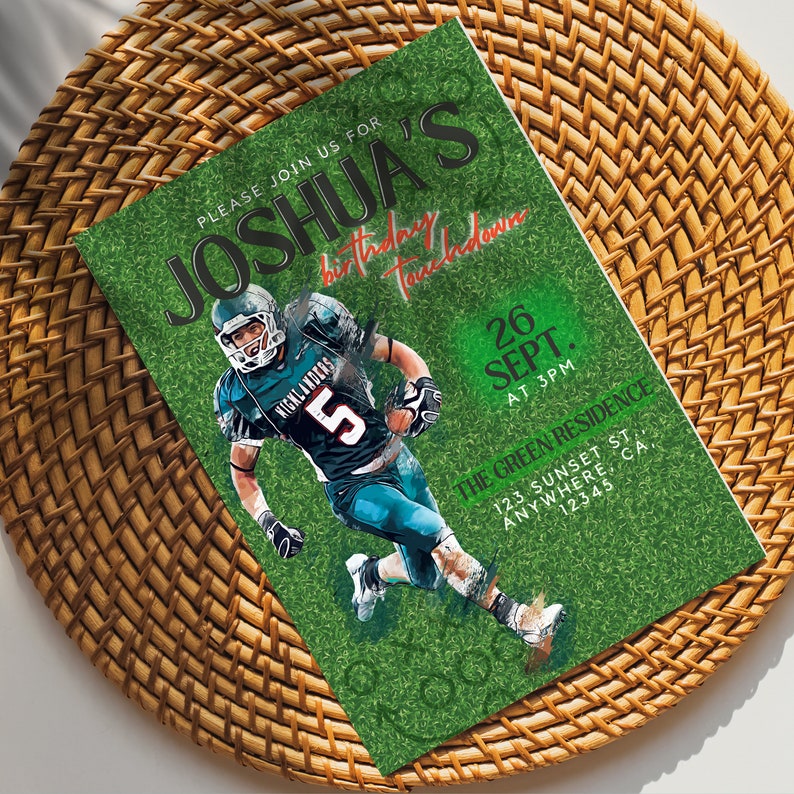 Boys Football Birthday Party Invitation Template, Football Birthday ...