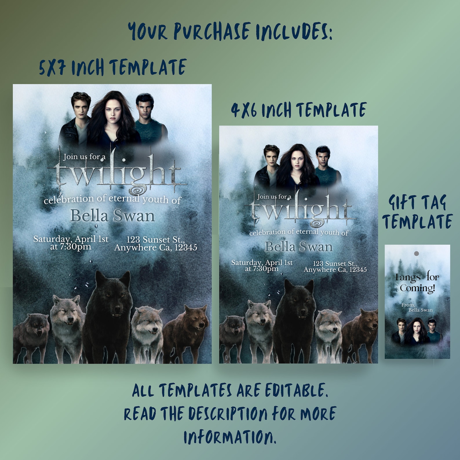 Twilight Saga Birthday Invitation Template - Editable Digital Download ...