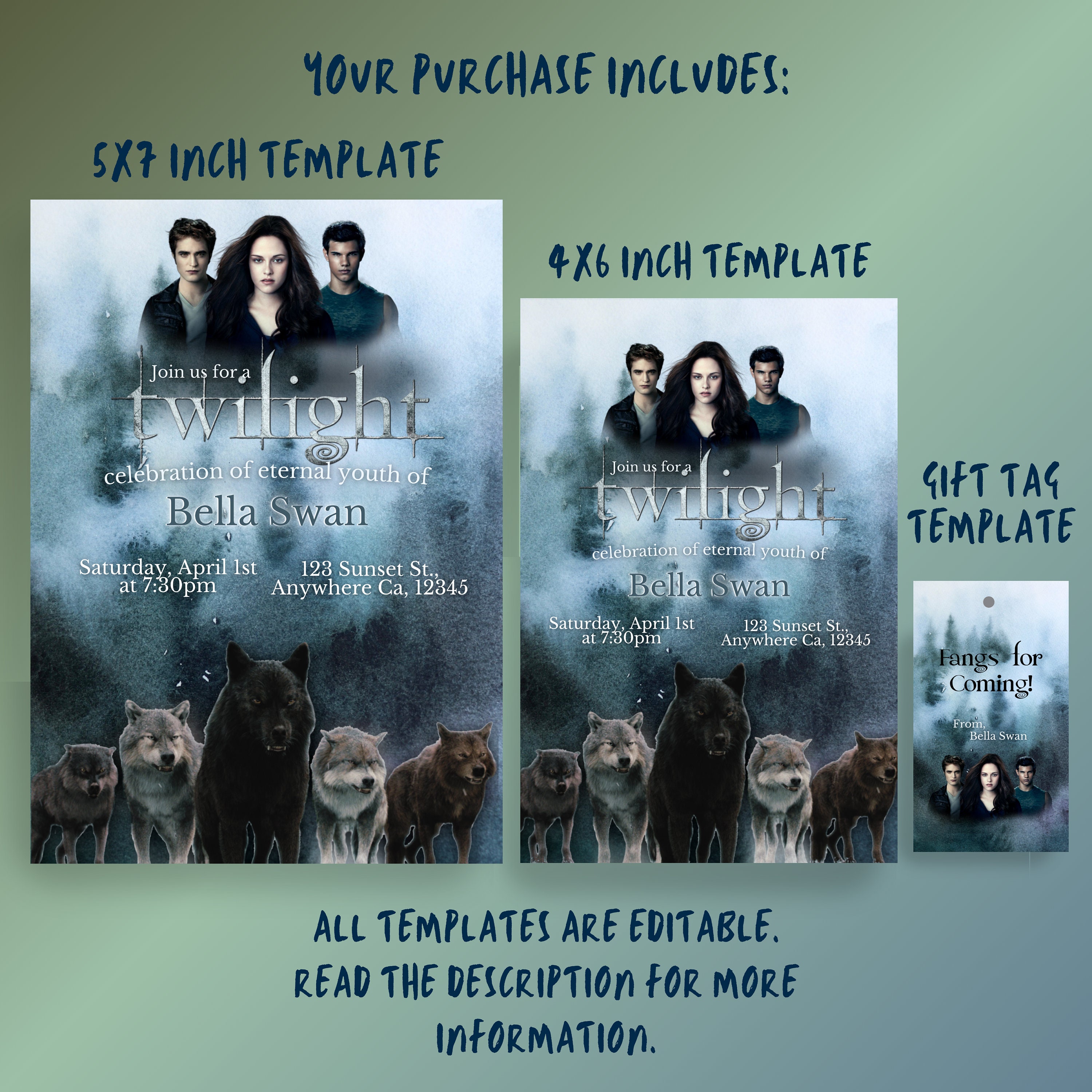 Twilight Saga Birthday Invitation Template - Editable Digital Download ...
