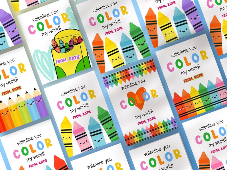 Crayola Crayon Valentines Tag Template, Editable Template, DIY ...