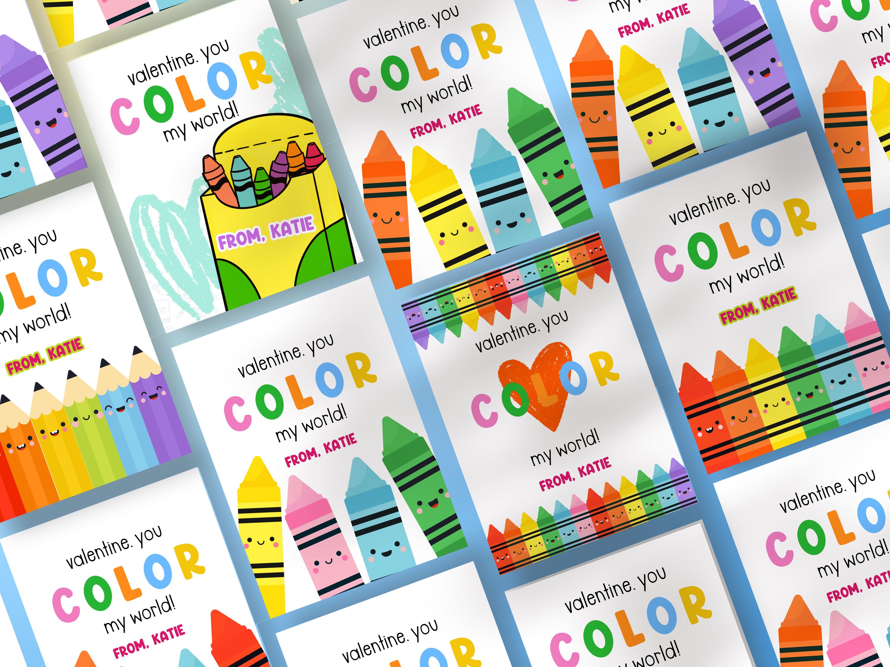 Crayola Crayon Valentines Tag Template, Editable Template, DIY ...