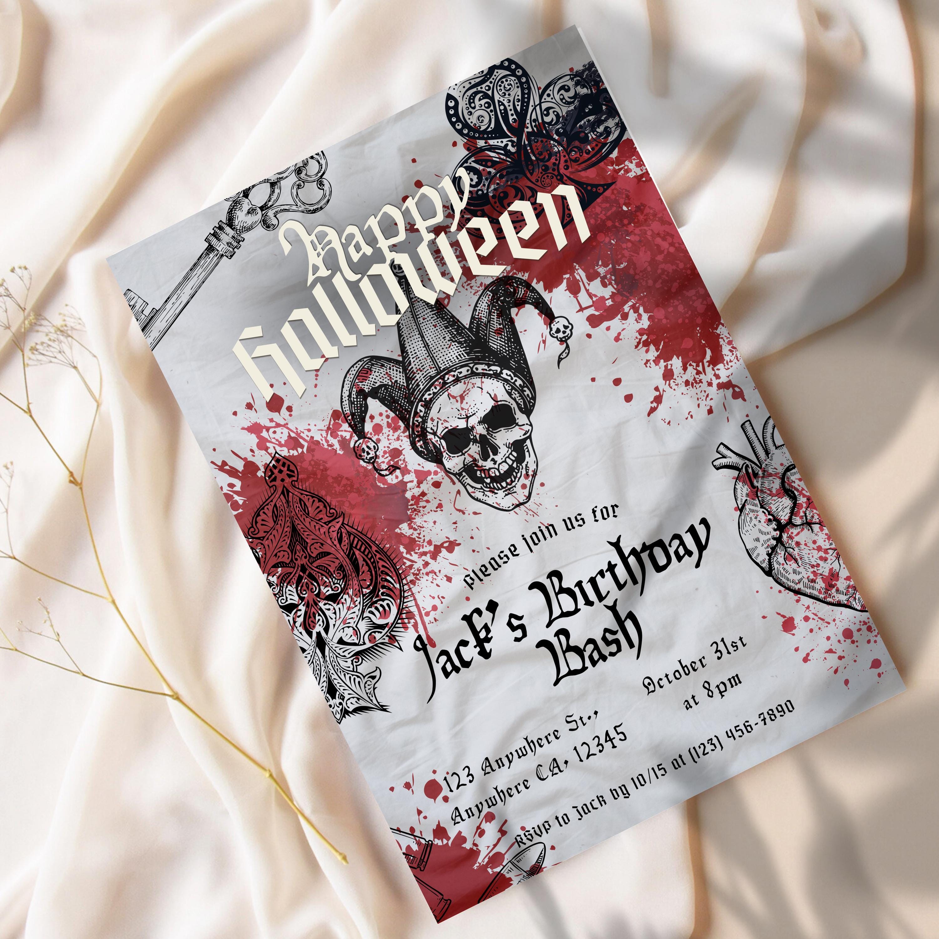 Scary Halloween Party Invite, Printable Halloween Birthday Invitation ...