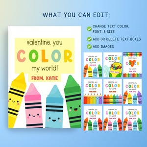 Crayola Crayon Valentines Tag Template, Editable Template, DIY ...
