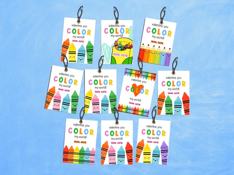 Crayola Crayon Valentines Tag Template, Editable Template, DIY ...