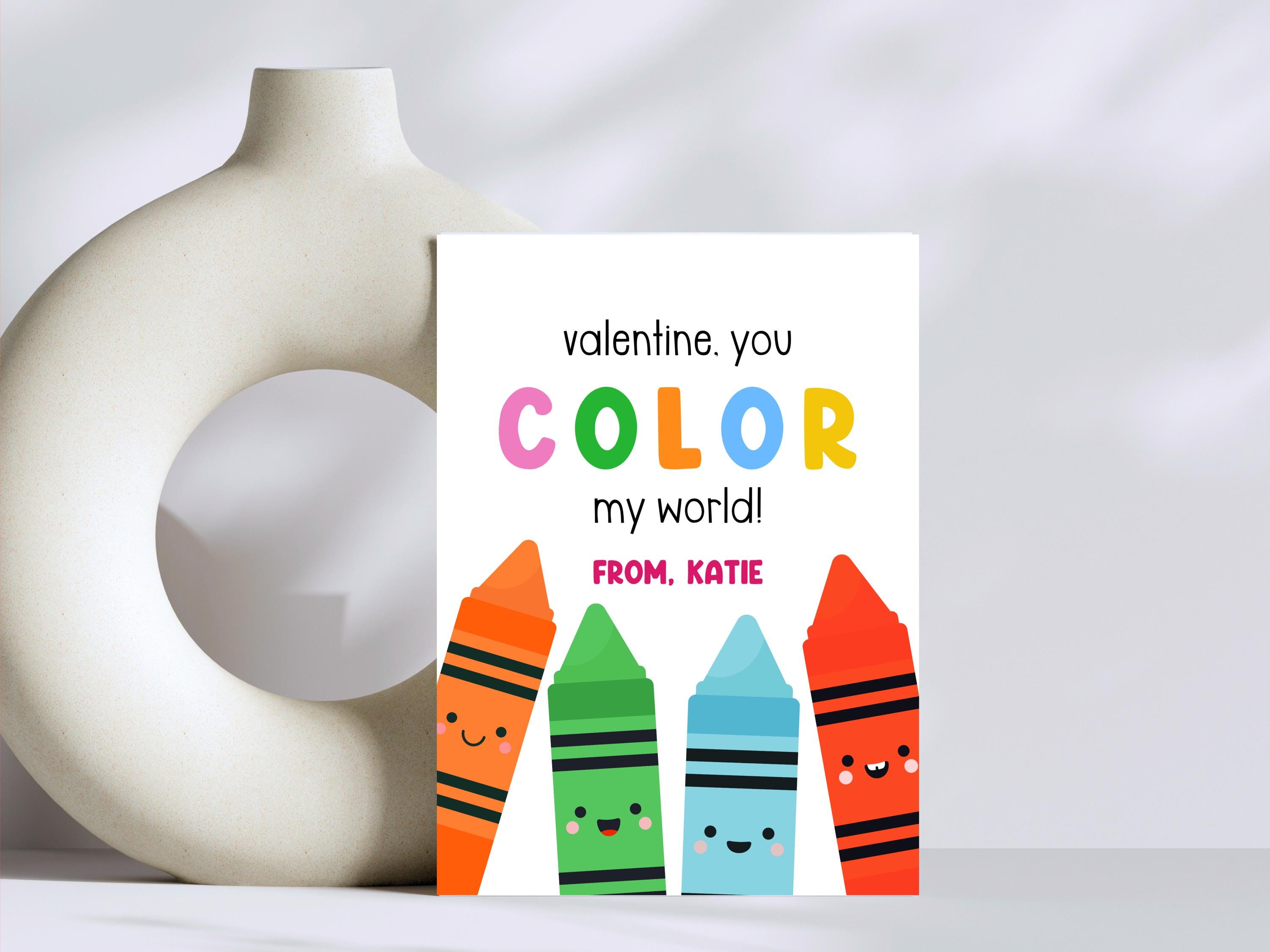 Crayola Crayon Valentines Tag Template, Editable Template, DIY ...