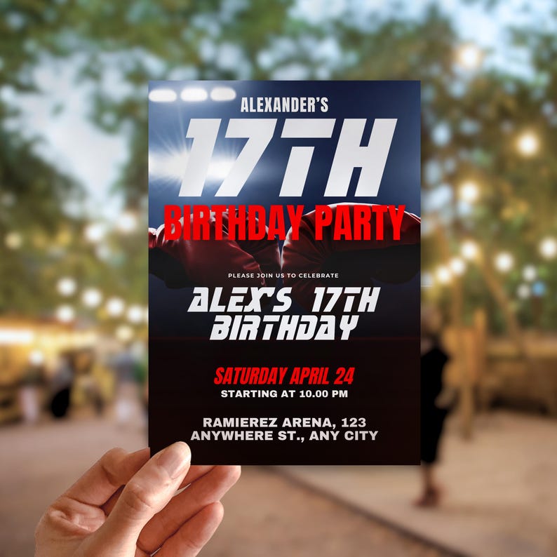 Boxing Birthday Party Invitation Template for Teens, MMA UFC Birthday ...