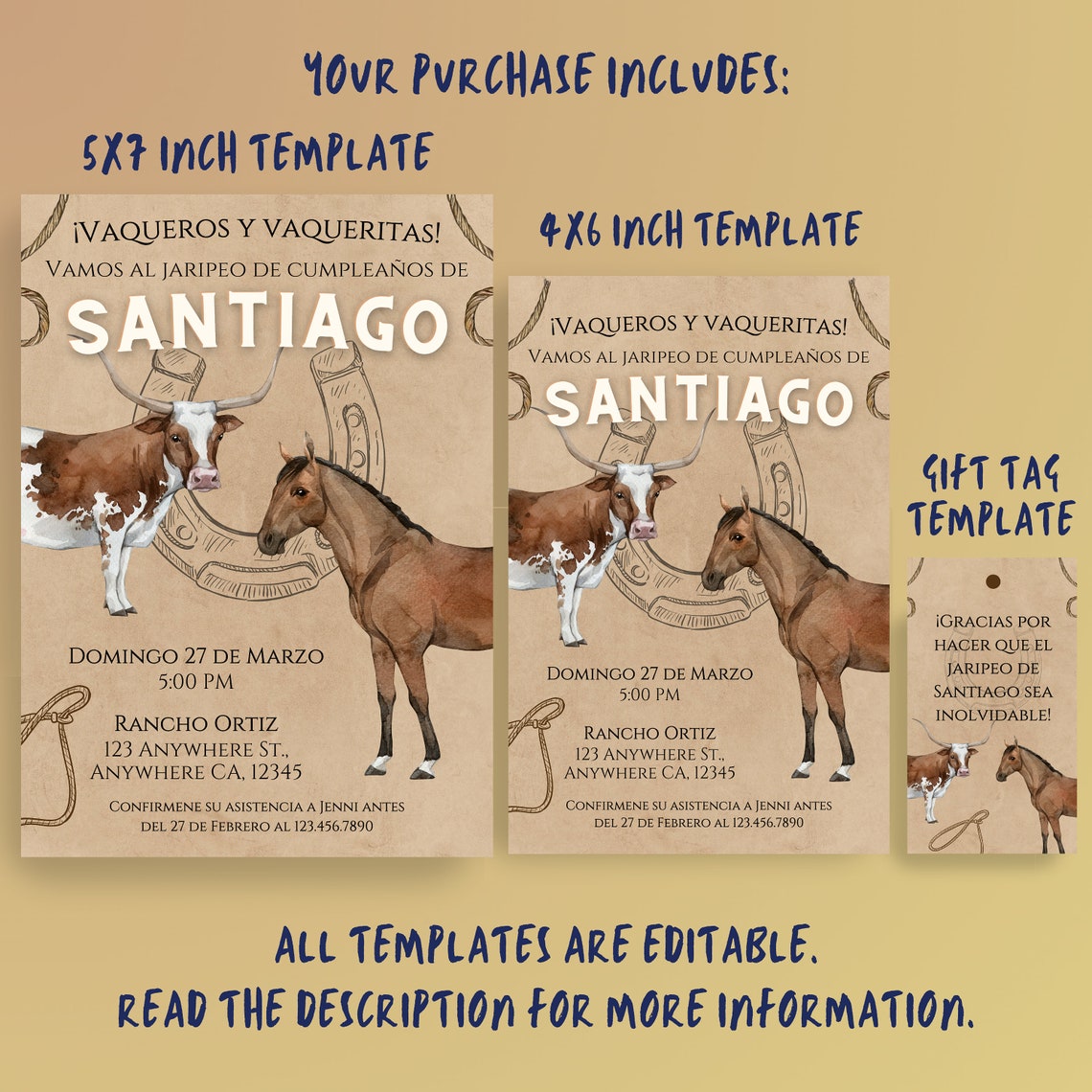 Printable Rancho Jaripeo Western Birthday Invitation Template - Rustic ...
