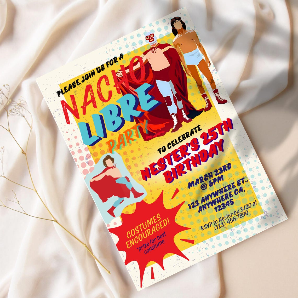 Nacho Libre Birthday Invitation Template, Editable Instant Download ...
