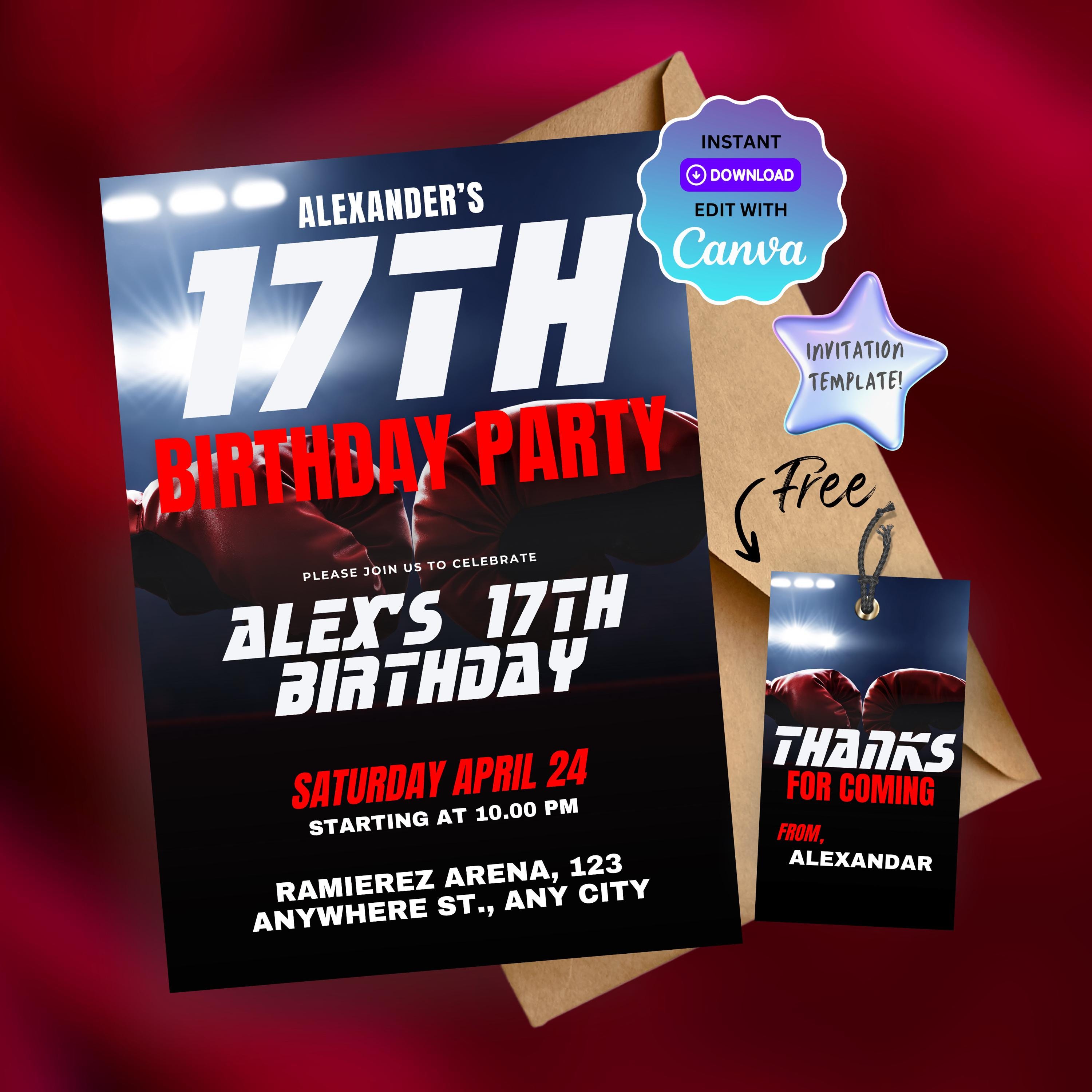 Boxing Birthday Party Invitation Template for Teens, MMA UFC Birthday ...