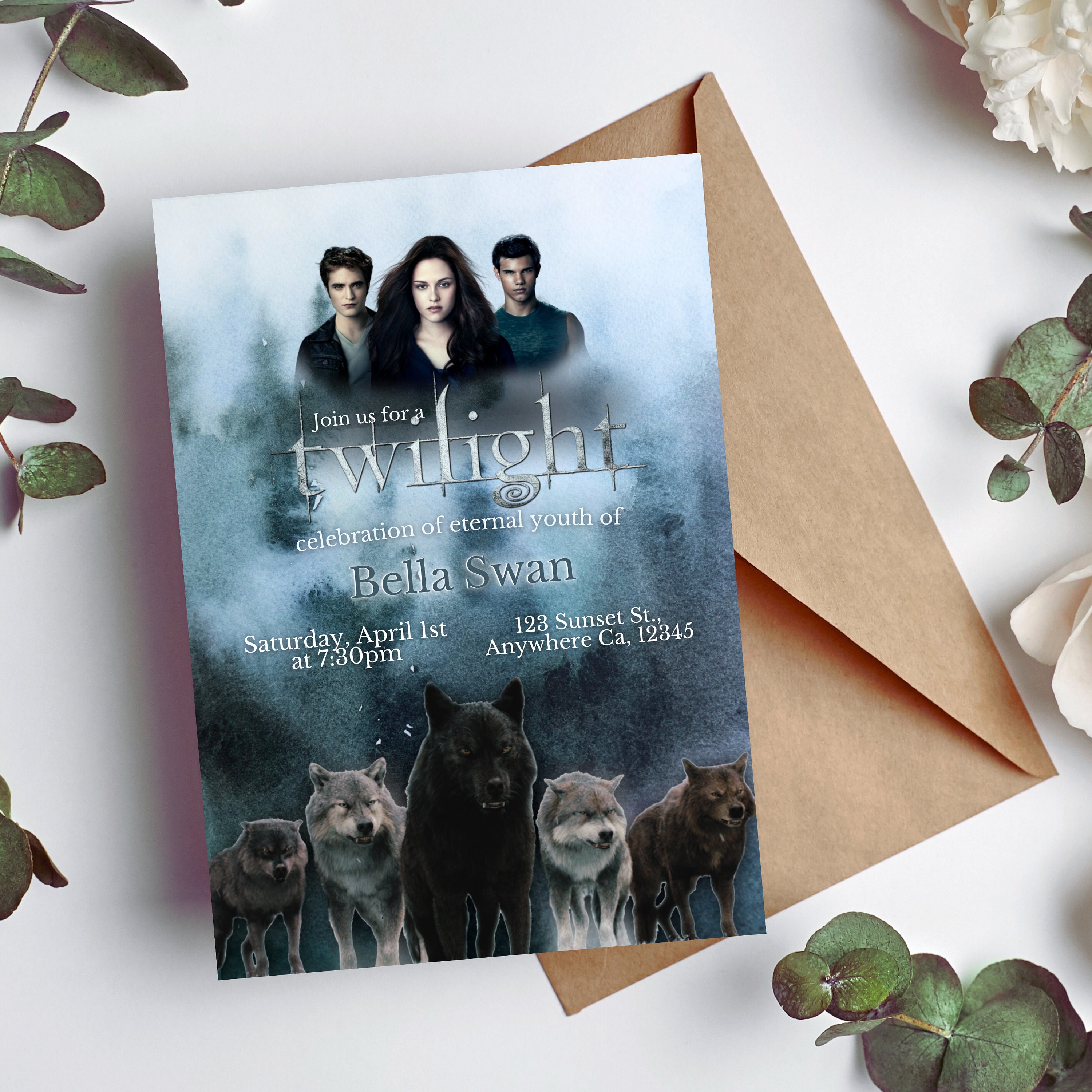 Twilight Saga Birthday Invitation Template - Editable Digital Download ...