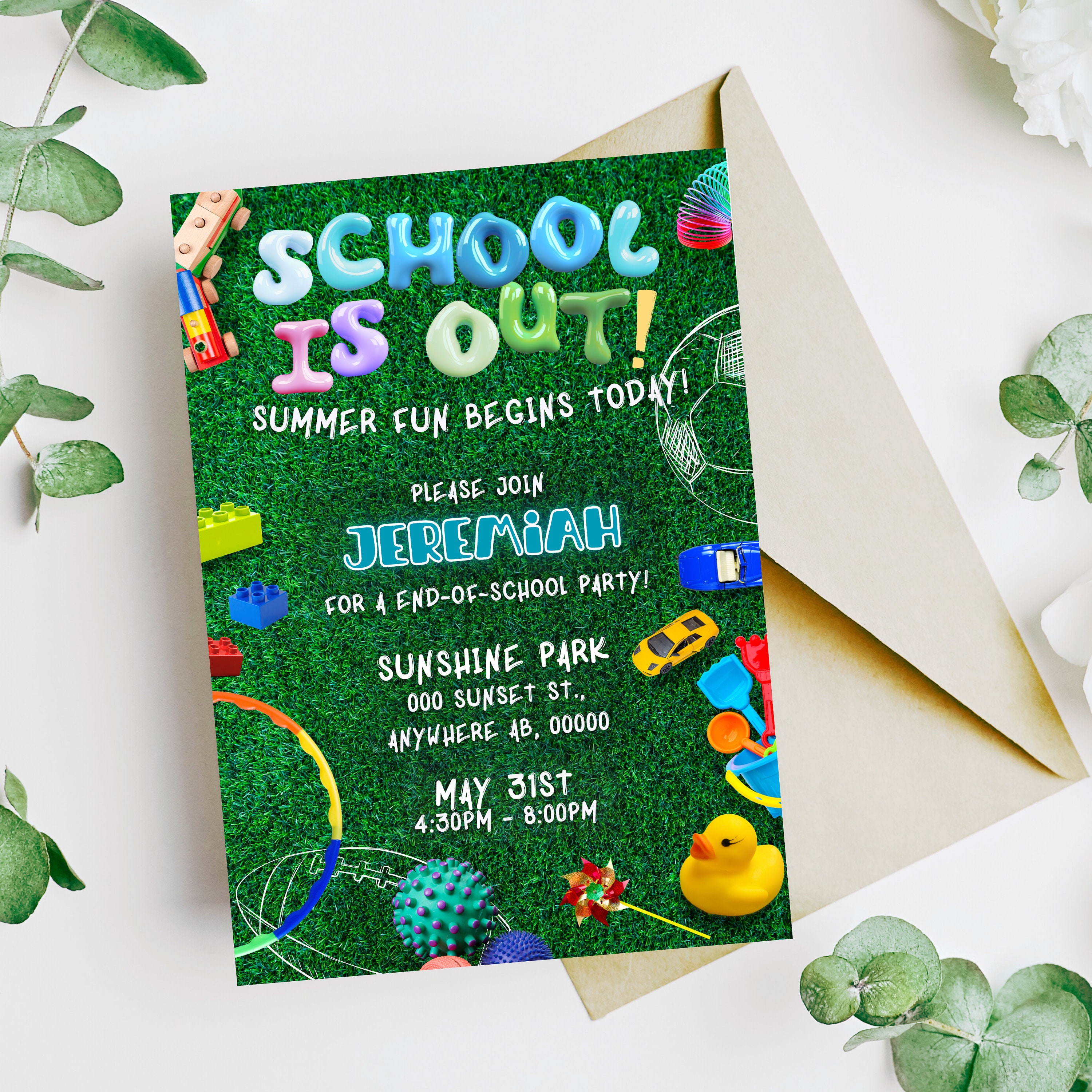 Editable Last Day of School Party Invitation Template - Summer No ...