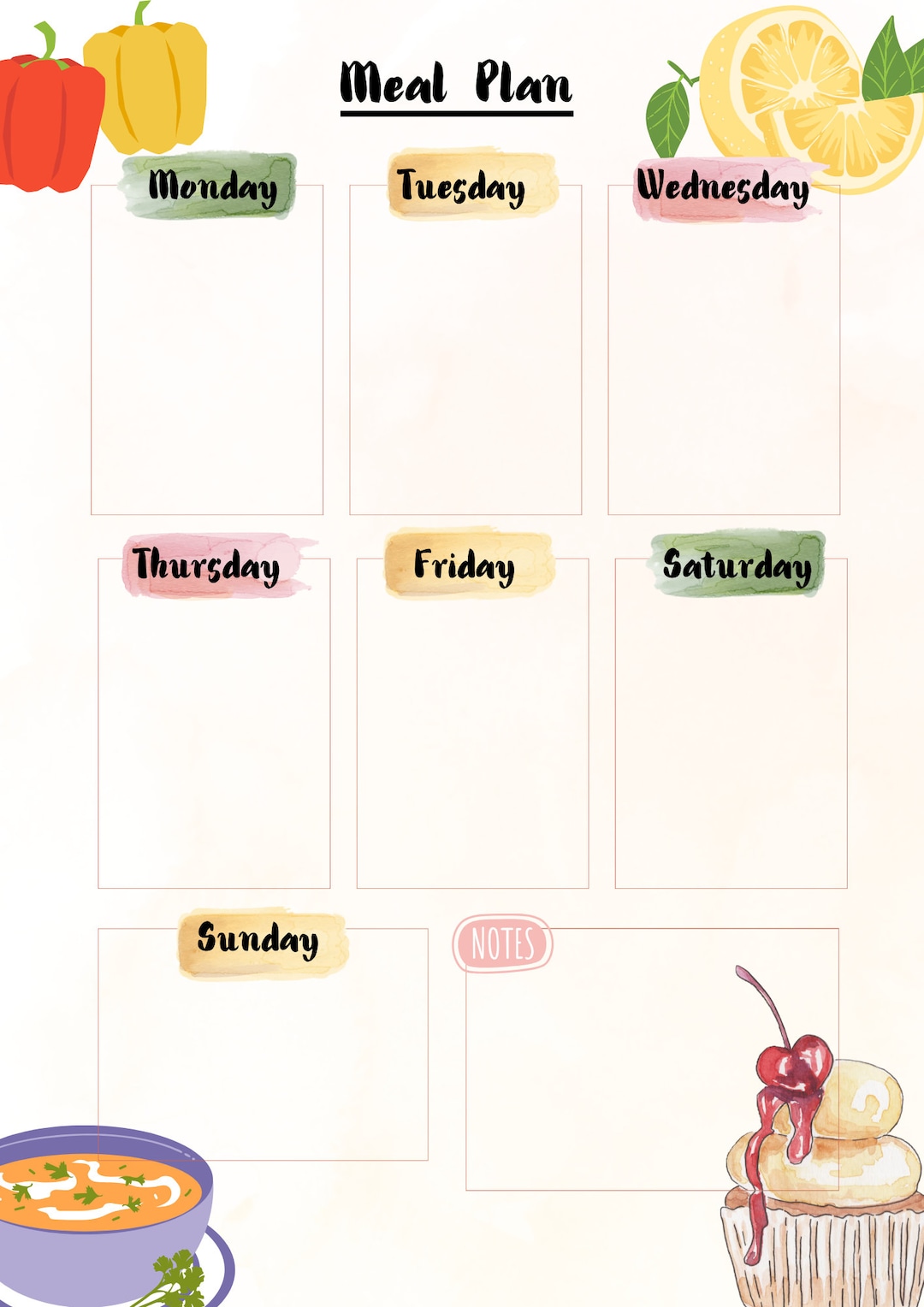 Editable Weekly Menu Planner Template - Etsy Australia