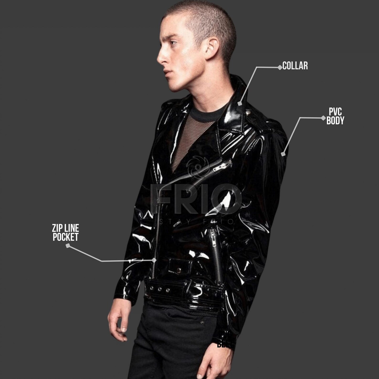 Mens Pvc Black Bomber Jacket Women Pvc Gothic Vinyl Biker Jacket Custom ...