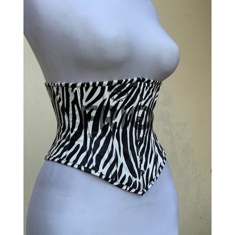 Real Faux Leather Underbust Corset Women Body Shaper Steel Boned Waist ...