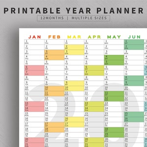 Year Planner 2024 | 1 Page Printable Minimal Design Calendar - Etsy