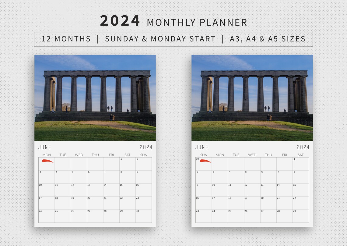 Printable 2024 Wall Calendar A3 A4 & A5 Size 2024 Wall - Etsy