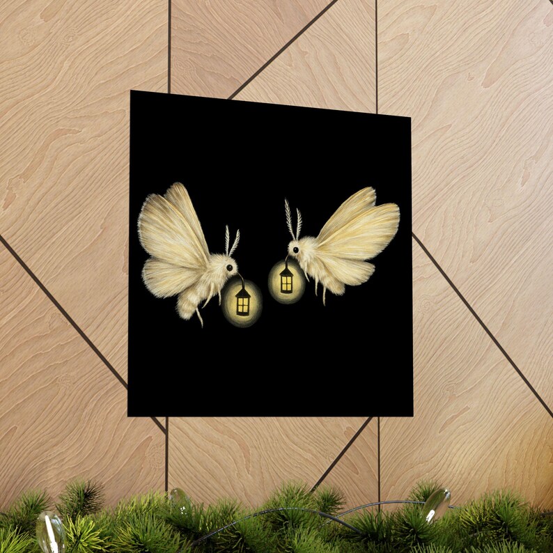 Matte Horizontal Posters, Artistic Moth Lantern Illustration, Nature ...