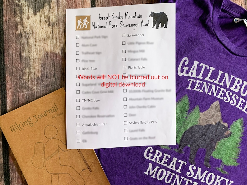 Printable Great Smoky Mountain National Park, Scavenger Hunt, Travel ...