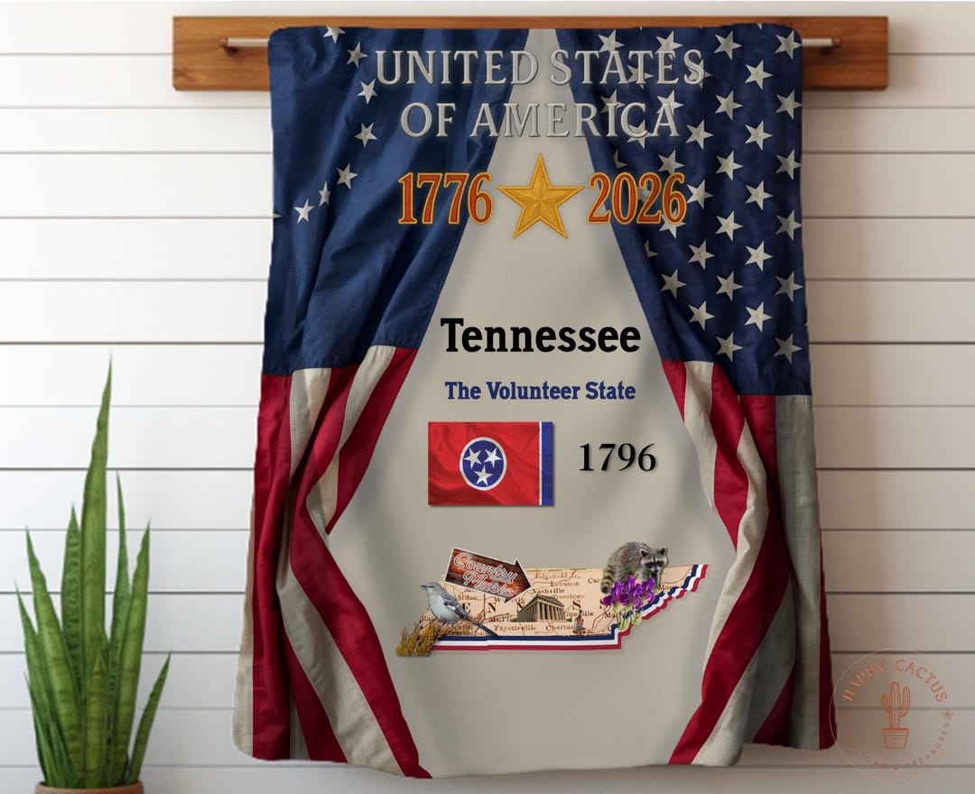Tennessee State Blanket 1776-2026 American Flag Design, Sherpa Fleece ...